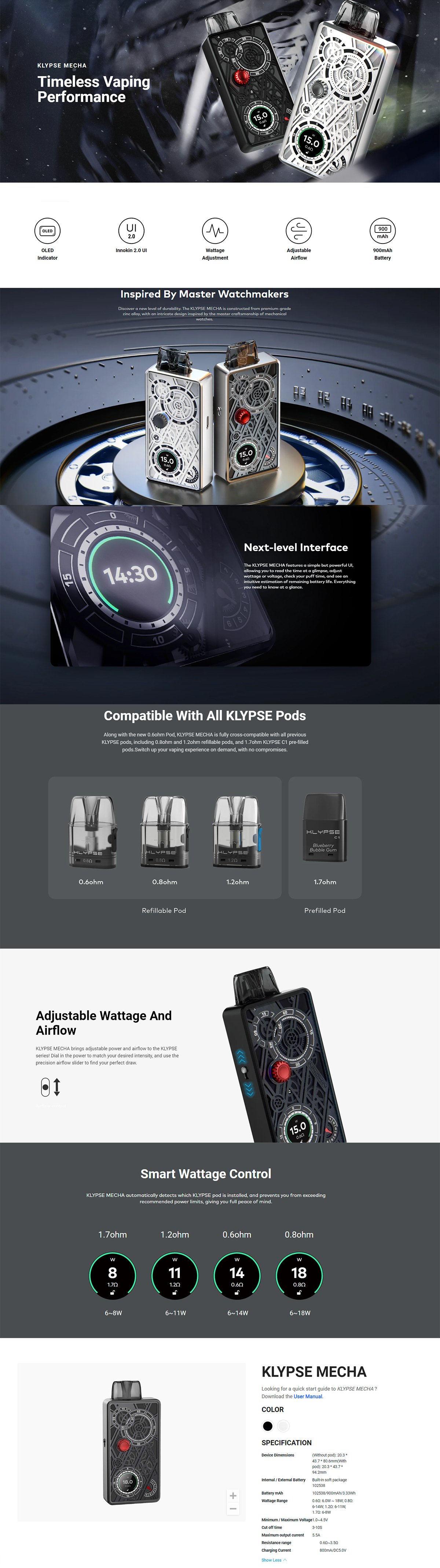 Innokin Klypse Mecha Pod Kit 900mAh 2ml - AGT Group Wholesale